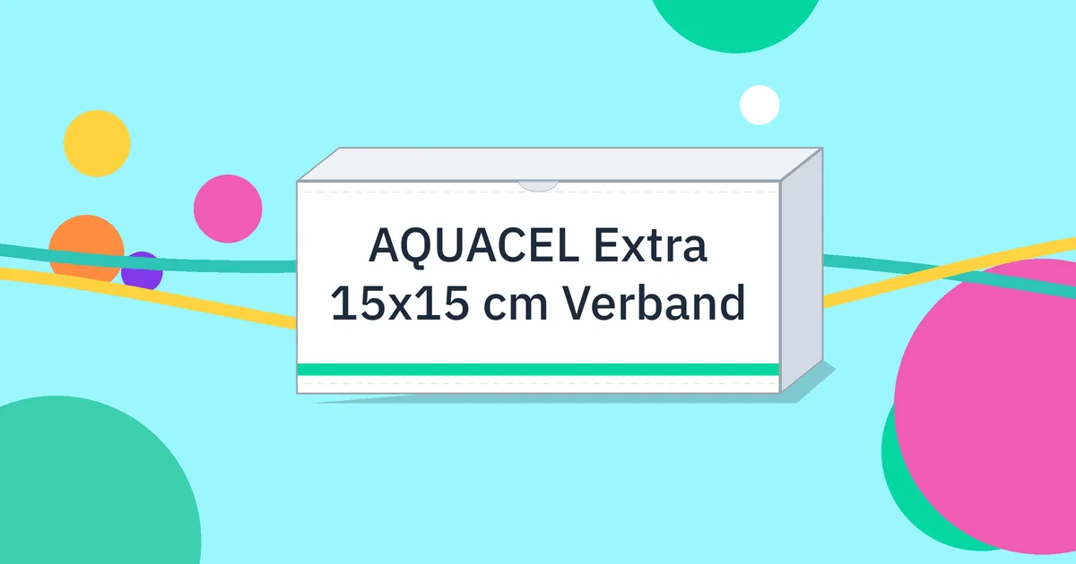 Symbolbild: Packung mit der Aufschrift AQUACEL Extra 15x15 cm Verband (PZN 09078854) – Verfügbarkeit und Bezug in Apotheken in Frankfurt am Main