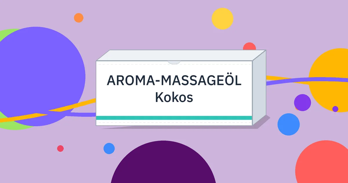 Symbolbild: Packung mit der Aufschrift AROMA-MASSAGEÖL Kokos (PZN 11599709) – Verfügbarkeit und Bezug in Apotheken in Frankfurt am Main