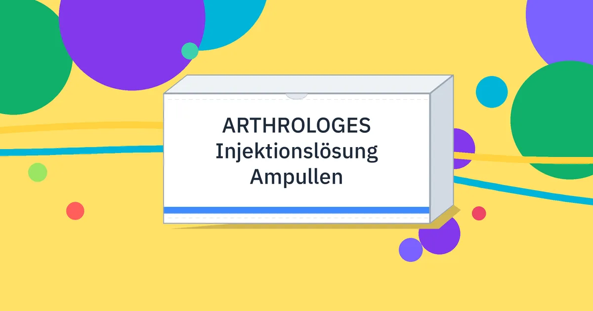 Symbolbild: Packung mit der Aufschrift ARTHROLOGES Injektionslösung Ampullen (PZN 11305671) – Verfügbarkeit und Bezug in Apotheken in Frankfurt am Main