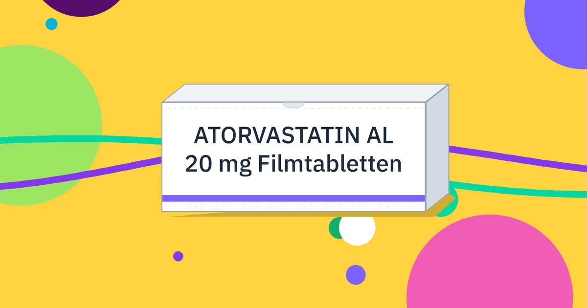 Symbolbild: Packung mit der Aufschrift ATORVASTATIN AL 20 mg Filmtabletten (PZN 09281868) – Verfügbarkeit und Bezug in Apotheken in Frankfurt am Main