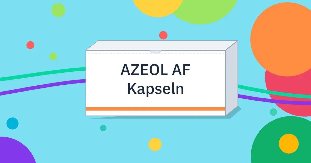 Symbolbild: Packung mit der Aufschrift AZEOL AF Kapseln (PZN 18834148) – Verfügbarkeit und Bezug in Apotheken in Frankfurt am Main