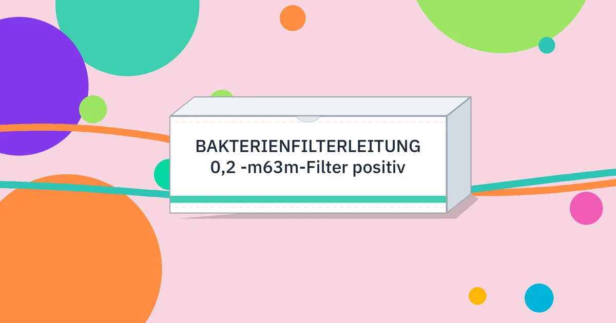 Symbolbild: Packung mit der Aufschrift BAKTERIENFILTERLEITUNG 0,2 -m63m-Filter positiv (PZN 20341571) – Verfügbarkeit und Bezug in Apotheken in Frankfurt am Main