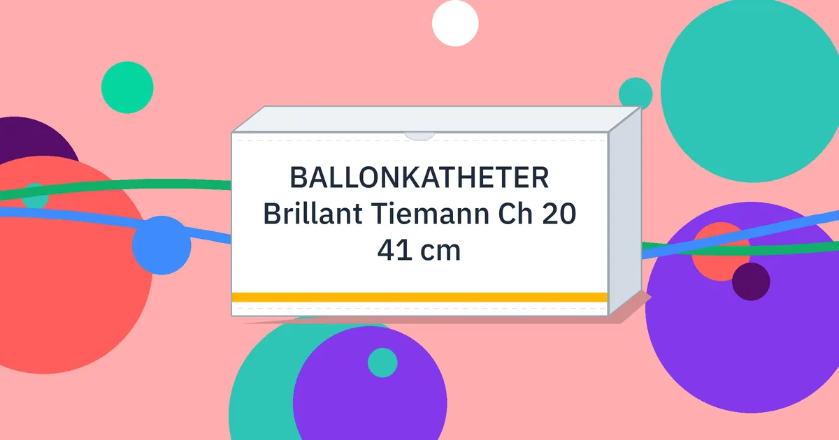 Symbolbild: Packung mit der Aufschrift BALLONKATHETER Brillant Tiemann Ch 20 41 cm (PZN 05141225) – Verfügbarkeit und Bezug in Apotheken in Frankfurt am Main