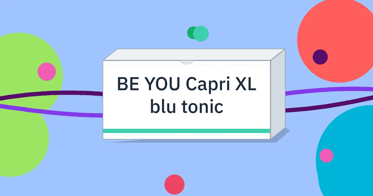 Symbolbild: Packung mit der Aufschrift BE YOU Capri XL blu tonic (PZN 19722055) – Verfügbarkeit und Bezug in Apotheken in Frankfurt am Main
