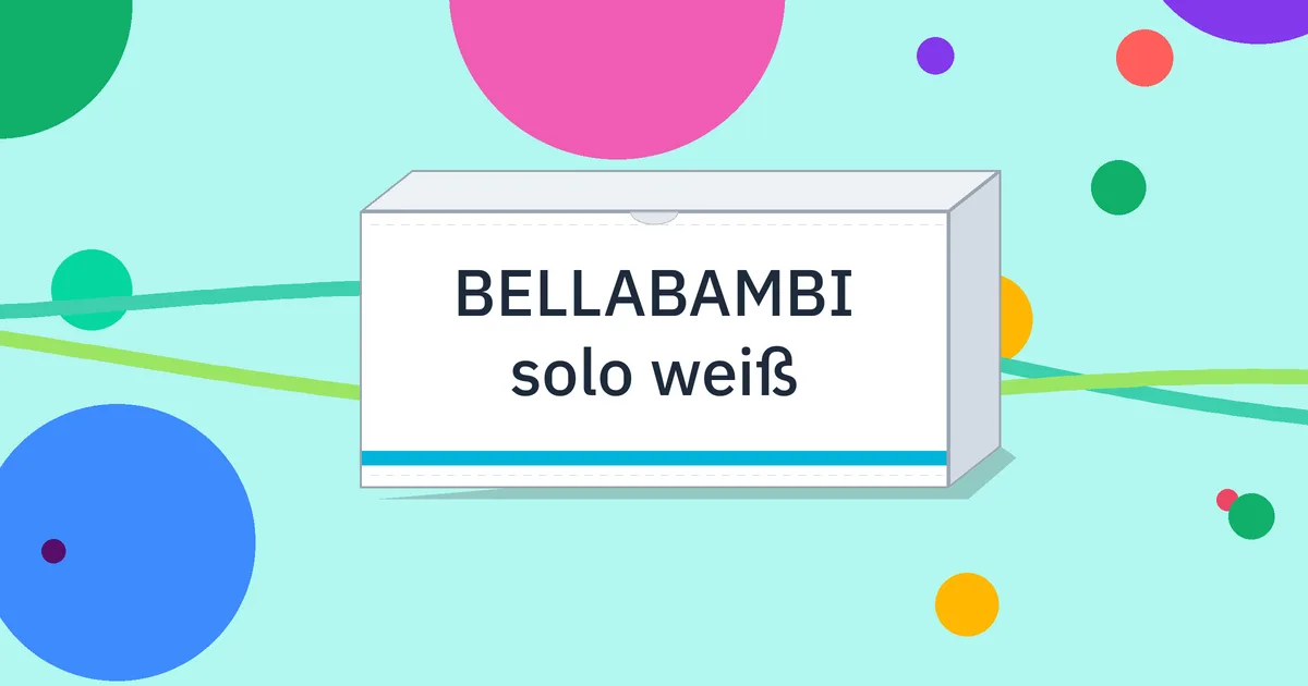 Symbolbild: Packung mit der Aufschrift BELLABAMBI solo weiß (PZN 10528133) – Verfügbarkeit und Bezug in Apotheken in Frankfurt am Main