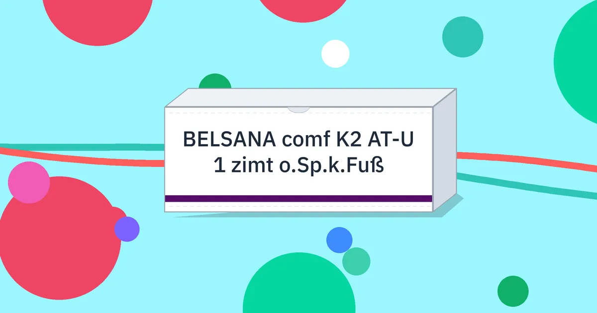 Symbolbild: Packung mit der Aufschrift BELSANA comf K2 AT-U 1 zimt o.Sp.k.Fuß (PZN 12332500) – Verfügbarkeit und Bezug in Apotheken in Frankfurt am Main