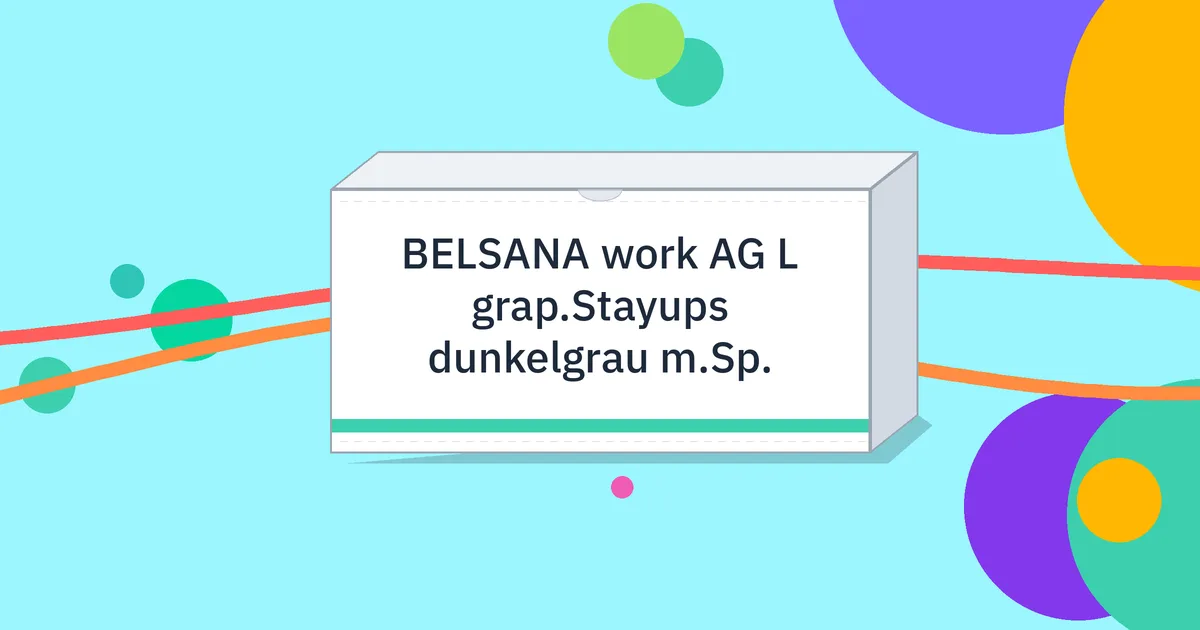 Symbolbild: Packung mit der Aufschrift BELSANA work AG L grap.Stayups dunkelgrau m.Sp. (PZN 16220465) – Verfügbarkeit und Bezug in Apotheken in Frankfurt am Main