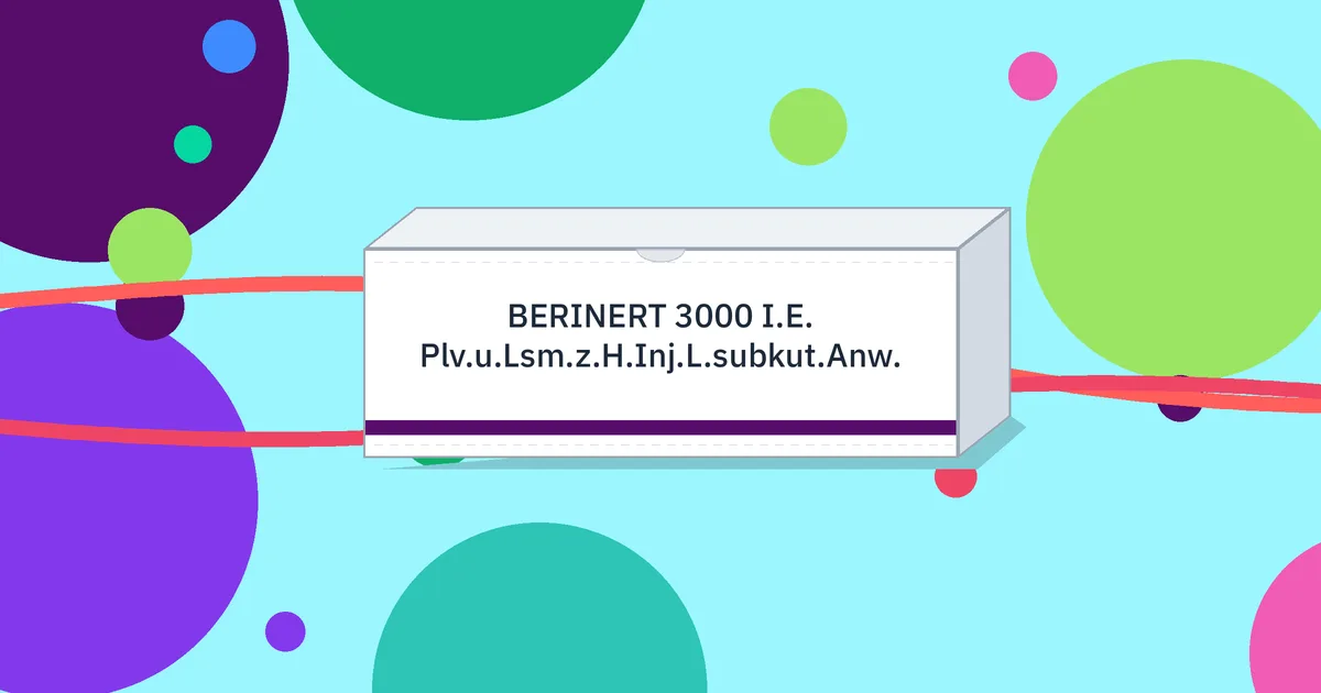 Symbolbild: Packung mit der Aufschrift BERINERT 3000 I.E. Plv.u.Lsm.z.H.Inj.L.subkut.Anw. (PZN 13506623) – Verfügbarkeit und Bezug in Apotheken in Frankfurt am Main