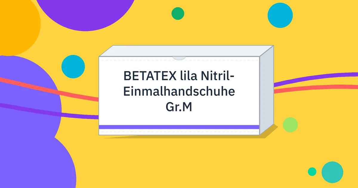 Symbolbild: Packung mit der Aufschrift BETATEX lila Nitril-Einmalhandschuhe Gr.M (PZN 17817076) – Verfügbarkeit und Bezug in Apotheken in Frankfurt am Main