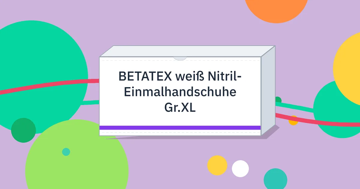 Symbolbild: Packung mit der Aufschrift BETATEX weiß Nitril-Einmalhandschuhe Gr.XL (PZN 17817030) – Verfügbarkeit und Bezug in Apotheken in Frankfurt am Main