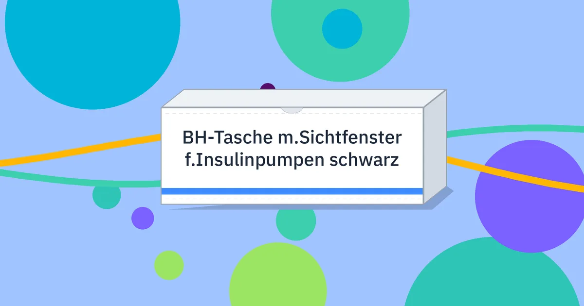 Symbolbild: Packung mit der Aufschrift BH-Tasche m.Sichtfenster f.Insulinpumpen schwarz (PZN 17552531) – Verfügbarkeit und Bezug in Apotheken in Frankfurt am Main