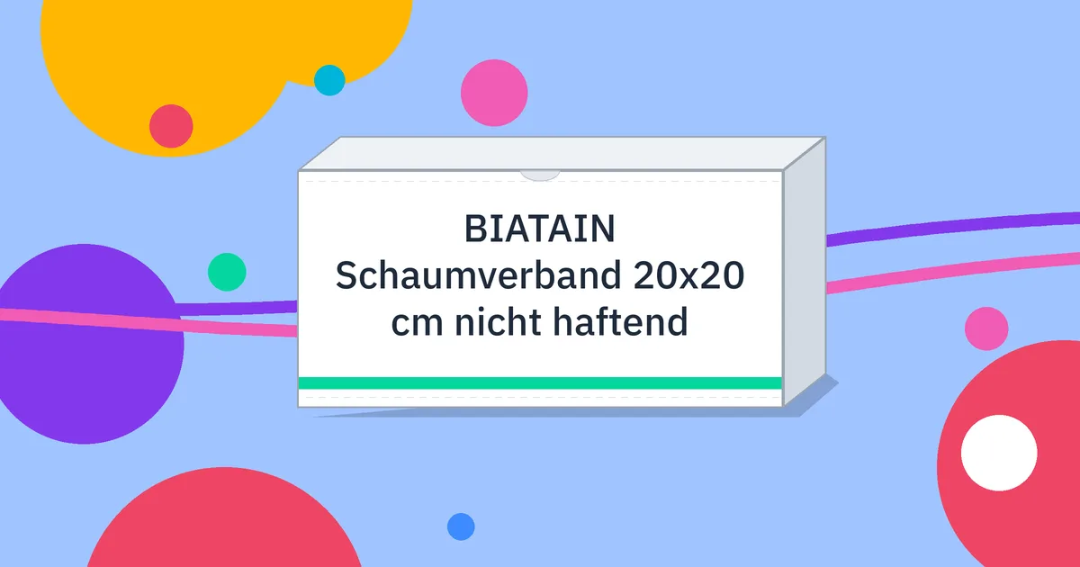 Symbolbild: Packung mit der Aufschrift BIATAIN Schaumverband 20x20 cm nicht haftend (PZN 18125357) – Verfügbarkeit und Bezug in Apotheken in Frankfurt am Main