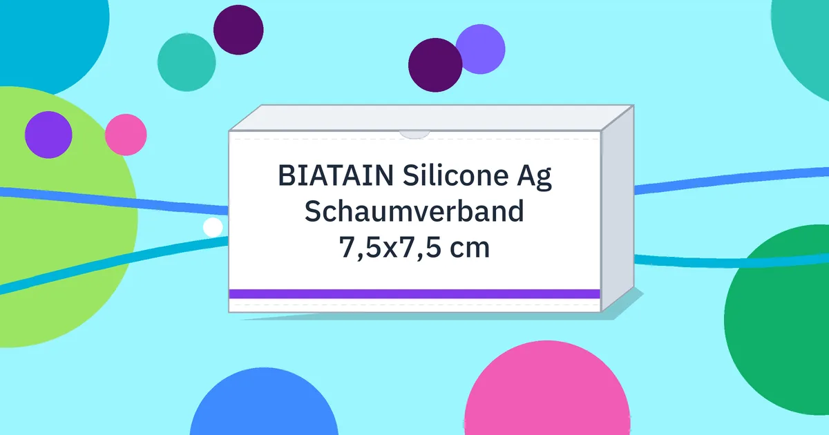 Symbolbild: Packung mit der Aufschrift BIATAIN Silicone Ag Schaumverband 7,5x7,5 cm (PZN 11134790) – Verfügbarkeit und Bezug in Apotheken in Frankfurt am Main
