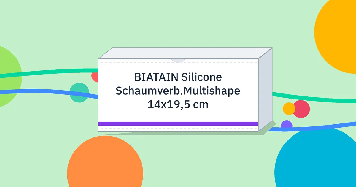Symbolbild: Packung mit der Aufschrift BIATAIN Silicone Schaumverb.Multishape 14x19,5 cm (PZN 20139390) – Verfügbarkeit und Bezug in Apotheken in Frankfurt am Main