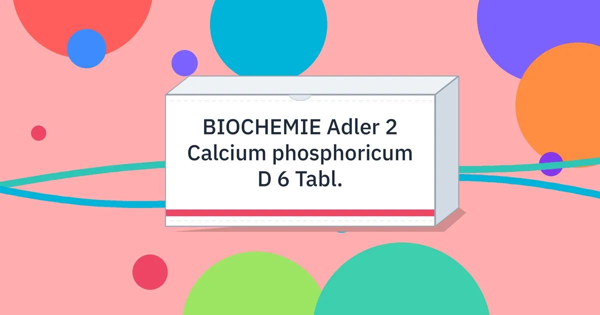 Symbolbild: Packung mit der Aufschrift BIOCHEMIE Adler 2 Calcium phosphoricum D 6 Tabl. (PZN 00833160) – Verfügbarkeit und Bezug in Apotheken in Frankfurt am Main