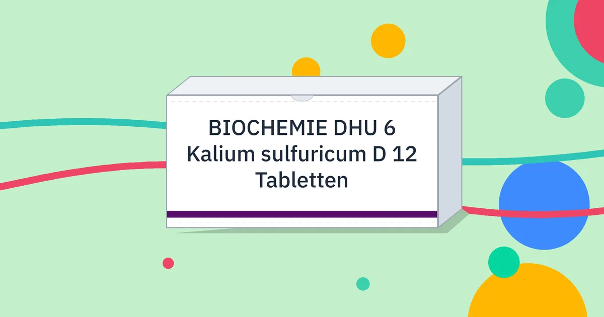 Symbolbild: Packung mit der Aufschrift BIOCHEMIE DHU 6 Kalium sulfuricum D 12 Tabletten (PZN 02580668) – Verfügbarkeit und Bezug in Apotheken in Frankfurt am Main