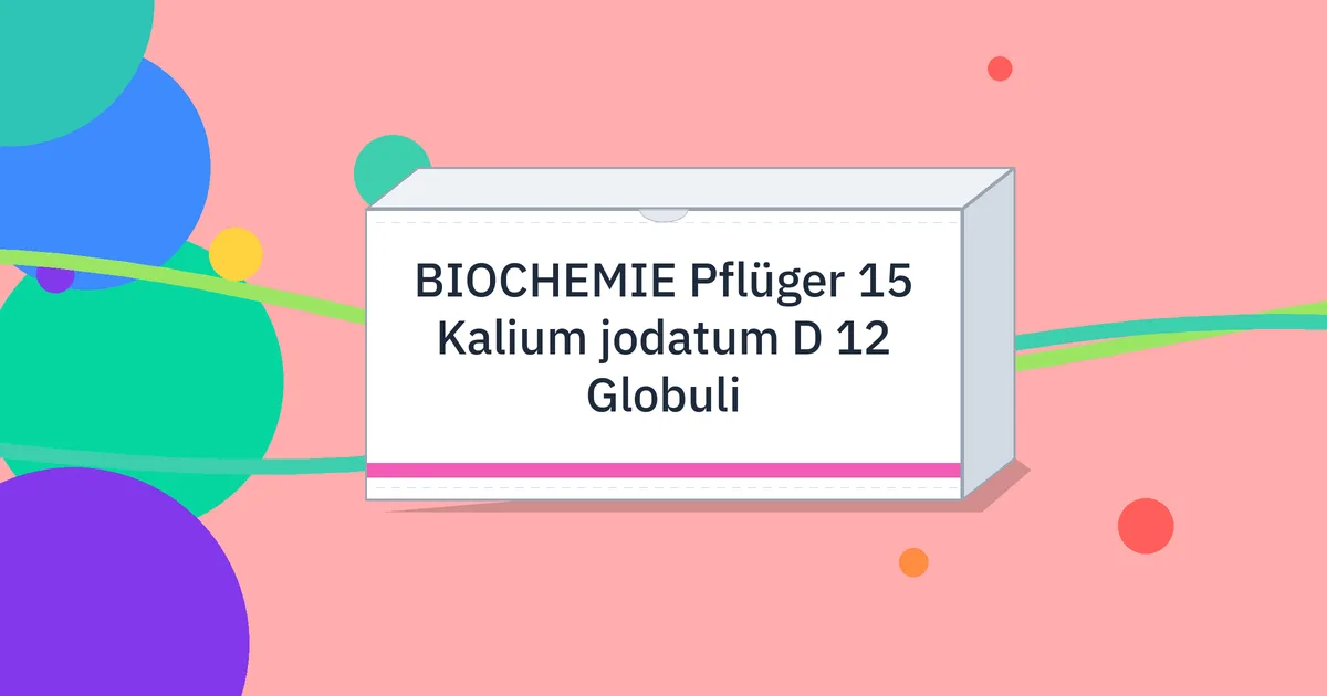 Symbolbild: Packung mit der Aufschrift BIOCHEMIE Pflüger 15 Kalium jodatum D 12 Globuli (PZN 17278283) – Verfügbarkeit und Bezug in Apotheken in Frankfurt am Main