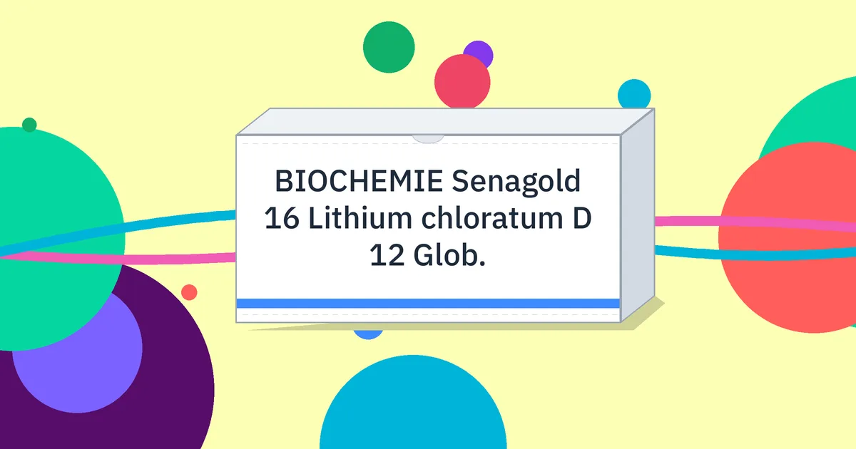 Symbolbild: Packung mit der Aufschrift BIOCHEMIE Senagold 16 Lithium chloratum D 12 Glob. (PZN 09214990) – Verfügbarkeit und Bezug in Apotheken in Frankfurt am Main