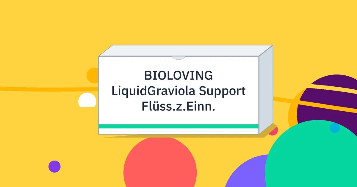 Symbolbild: Packung mit der Aufschrift BIOLOVING LiquidGraviola Support Flüss.z.Einn. (PZN 18092907) – Verfügbarkeit und Bezug in Apotheken in Frankfurt am Main