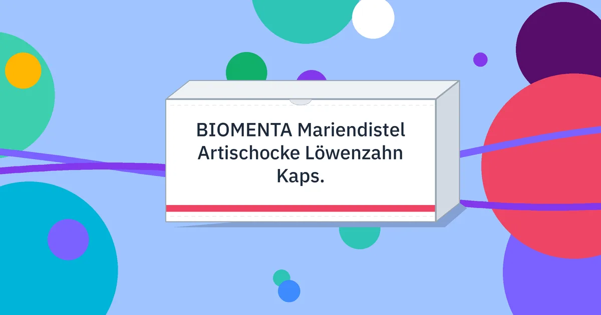 Symbolbild: Packung mit der Aufschrift BIOMENTA Mariendistel Artischocke Löwenzahn Kaps. (PZN 20282710) – Verfügbarkeit und Bezug in Apotheken in Frankfurt am Main