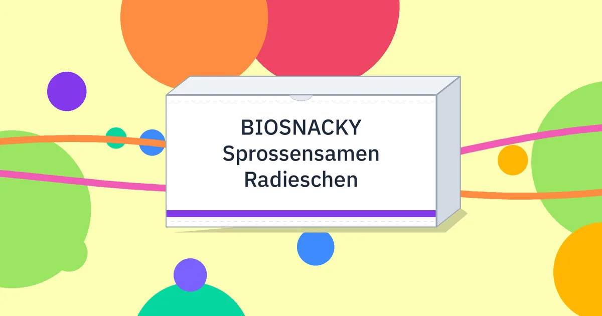 Symbolbild: Packung mit der Aufschrift BIOSNACKY Sprossensamen Radieschen (PZN 02289996) – Verfügbarkeit und Bezug in Apotheken in Frankfurt am Main