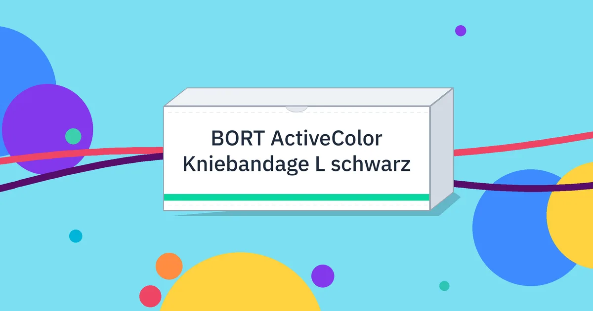 Symbolbild: Packung mit der Aufschrift BORT ActiveColor Kniebandage L schwarz (PZN 06914617) – Verfügbarkeit und Bezug in Apotheken in Frankfurt am Main