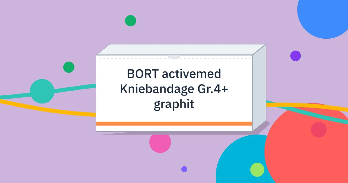 Symbolbild: Packung mit der Aufschrift BORT activemed Kniebandage Gr.4+ graphit (PZN 17582259) – Verfügbarkeit und Bezug in Apotheken in Frankfurt am Main