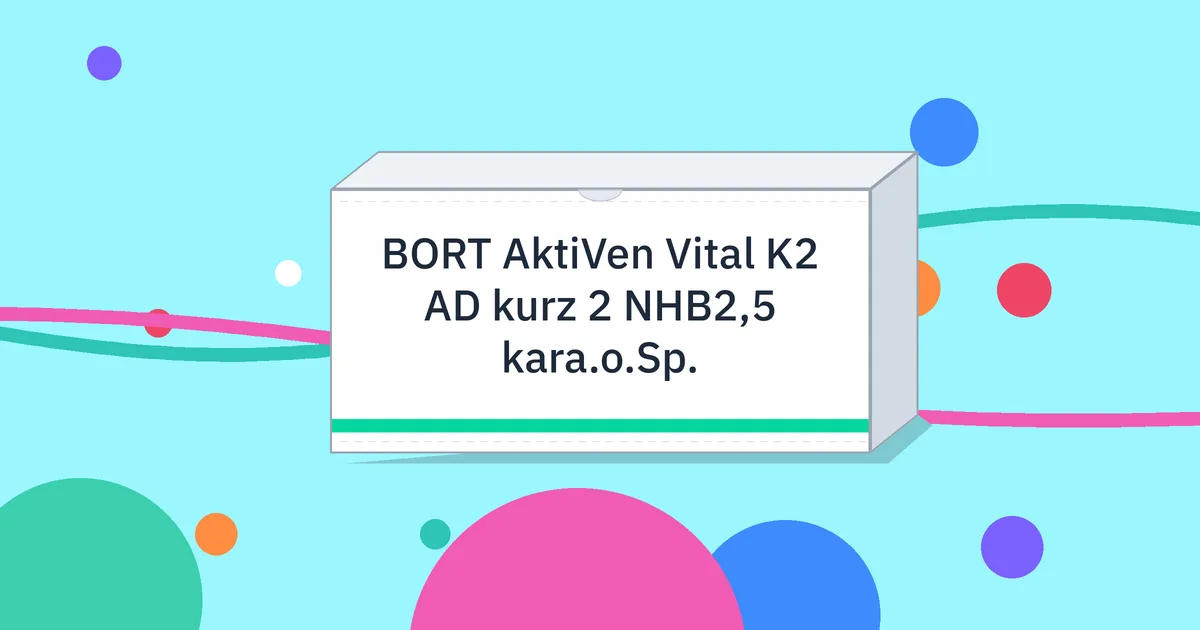 Symbolbild: Packung mit der Aufschrift BORT AktiVen Vital K2 AD kurz 2 NHB2,5 kara.o.Sp. (PZN 17497631) – Verfügbarkeit und Bezug in Apotheken in Frankfurt am Main