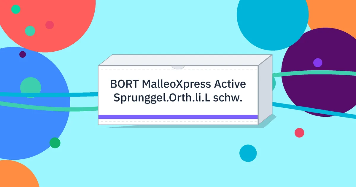 Symbolbild: Packung mit der Aufschrift BORT MalleoXpress Active Sprunggel.Orth.li.L schw. (PZN 12574120) – Verfügbarkeit und Bezug in Apotheken in Frankfurt am Main
