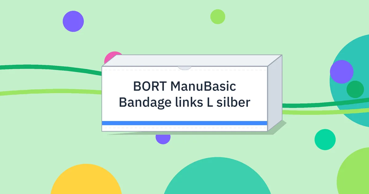 Symbolbild: Packung mit der Aufschrift BORT ManuBasic Bandage links L silber (PZN 07670146) – Verfügbarkeit und Bezug in Apotheken in Frankfurt am Main