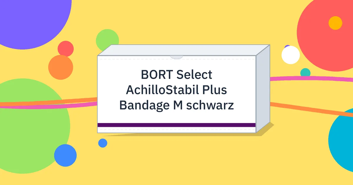 Symbolbild: Packung mit der Aufschrift BORT Select AchilloStabil Plus Bandage M schwarz (PZN 09443489) – Verfügbarkeit und Bezug in Apotheken in Frankfurt am Main