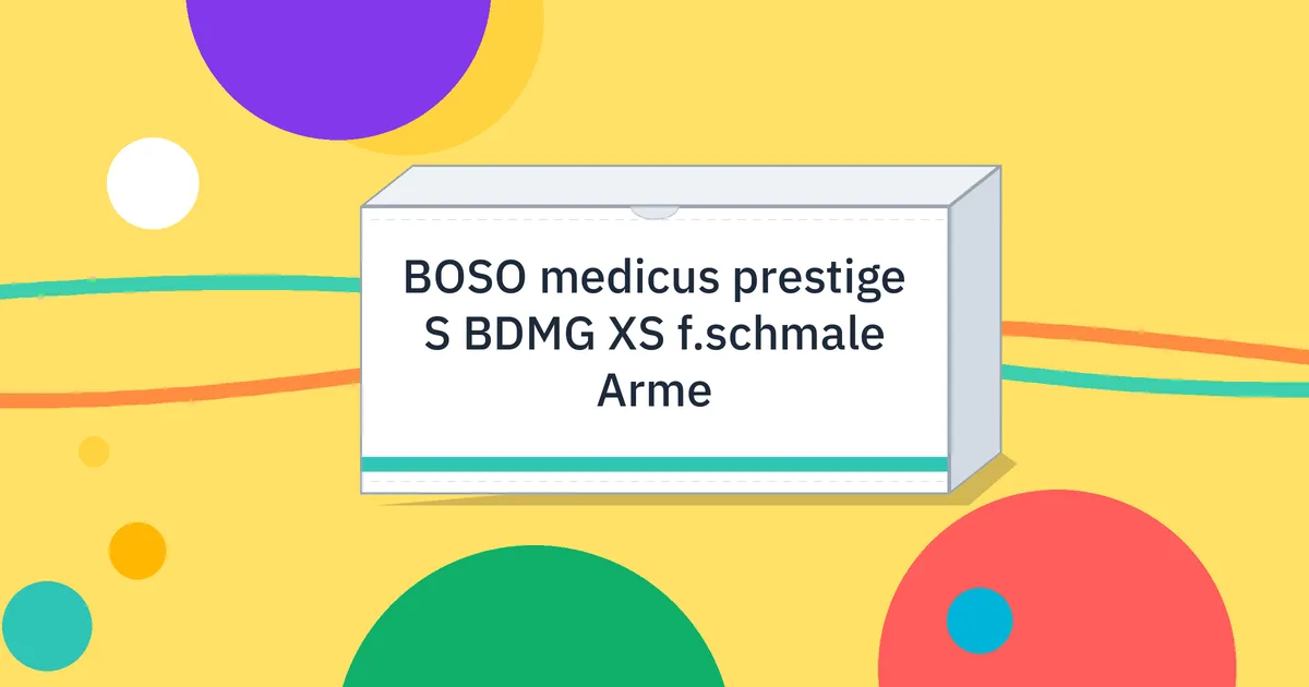 Symbolbild: Packung mit der Aufschrift BOSO medicus prestige S BDMG XS f.schmale Arme (PZN 18223947) – Verfügbarkeit und Bezug in Apotheken in Frankfurt am Main