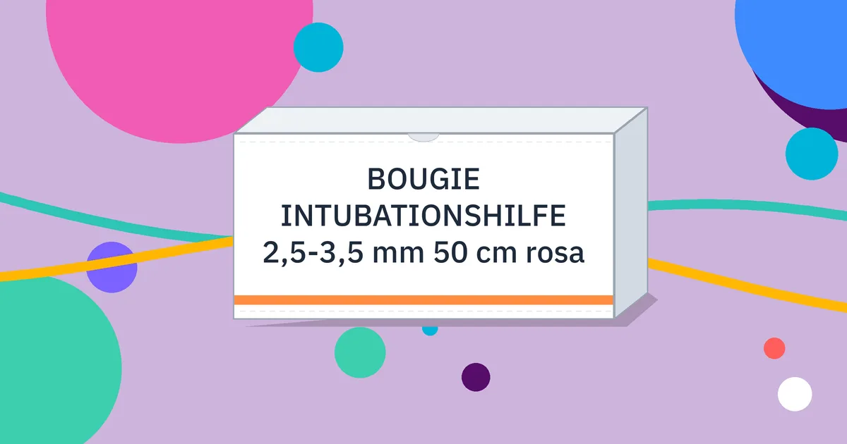Symbolbild: Packung mit der Aufschrift BOUGIE INTUBATIONSHILFE 2,5-3,5 mm 50 cm rosa (PZN 10174741) – Verfügbarkeit und Bezug in Apotheken in Frankfurt am Main