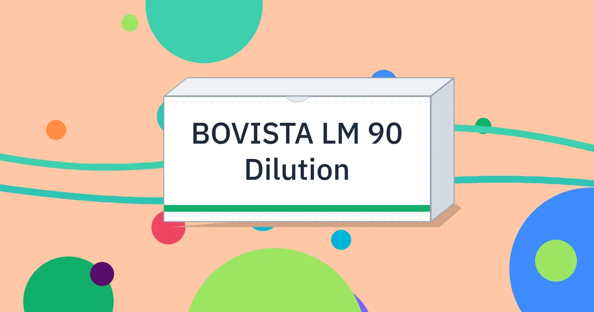 Symbolbild: Packung mit der Aufschrift BOVISTA LM 90 Dilution (PZN 13394489) – Verfügbarkeit und Bezug in Apotheken in Frankfurt am Main