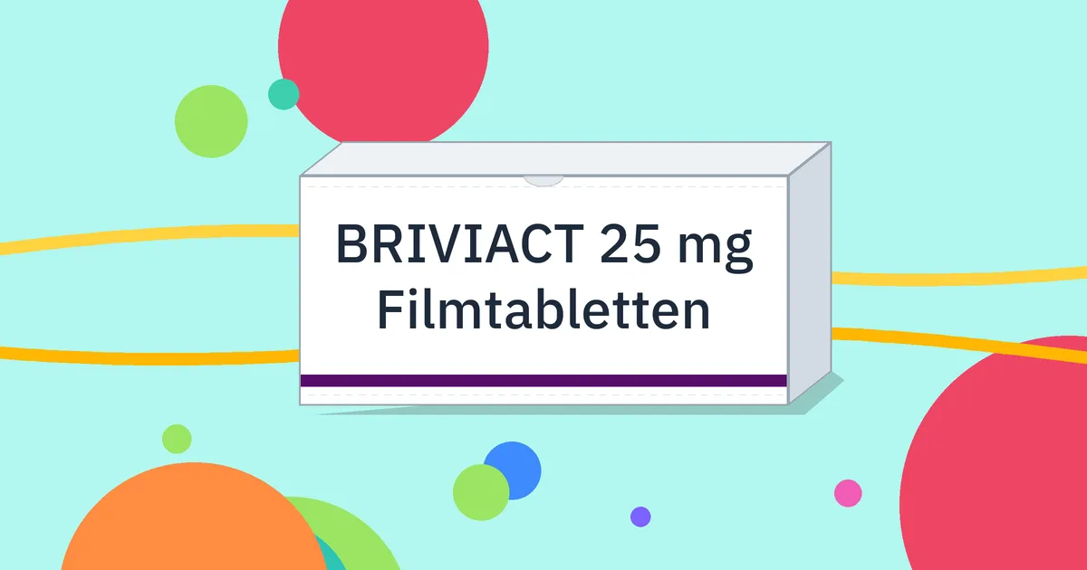 Symbolbild: Packung mit der Aufschrift BRIVIACT 25 mg Filmtabletten (PZN 12482501) – Verfügbarkeit und Bezug in Apotheken in Frankfurt am Main