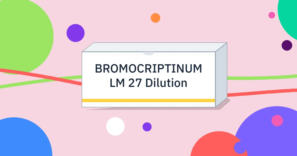 Symbolbild: Packung mit der Aufschrift BROMOCRIPTINUM LM 27 Dilution (PZN 13396904) – Verfügbarkeit und Bezug in Apotheken in Frankfurt am Main
