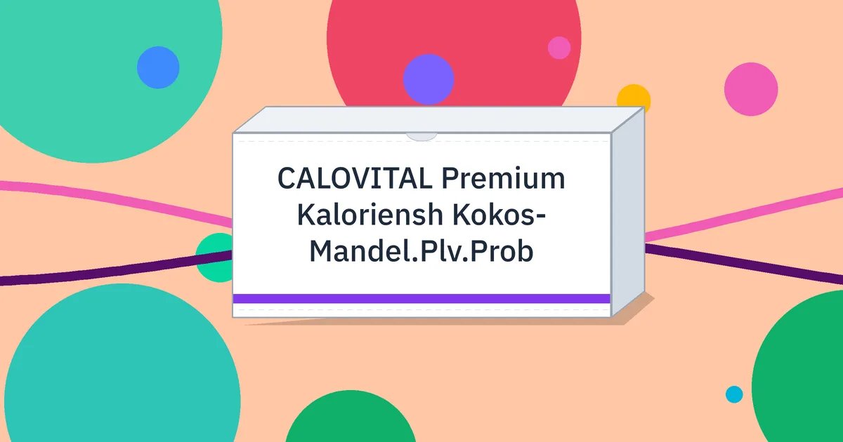 Symbolbild: Packung mit der Aufschrift CALOVITAL Premium Kaloriensh Kokos-Mandel.Plv.Prob (PZN 19823112) – Verfügbarkeit und Bezug in Apotheken in Frankfurt am Main