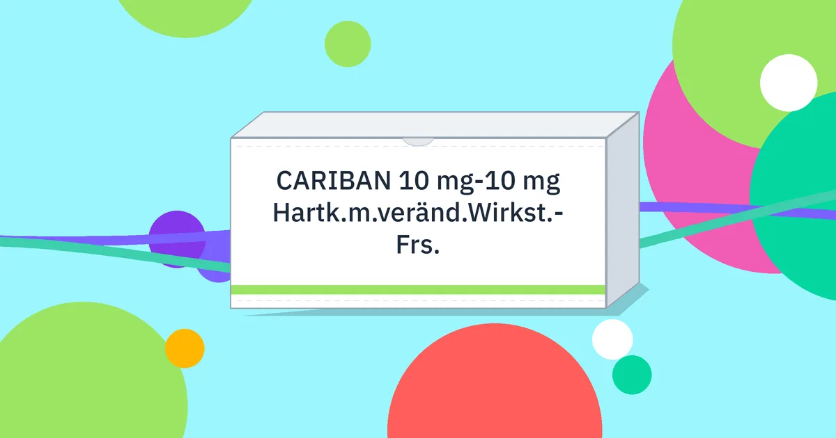 Symbolbild: Packung mit der Aufschrift CARIBAN 10 mg-10 mg Hartk.m.veränd.Wirkst.-Frs. (PZN 18129295) – Verfügbarkeit und Bezug in Apotheken in Frankfurt am Main