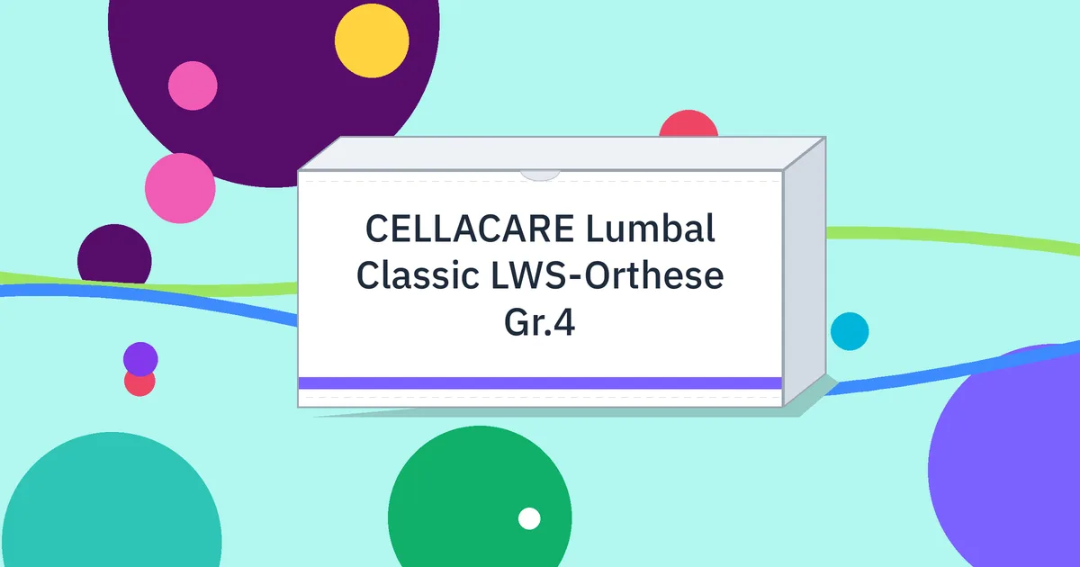 Symbolbild: Packung mit der Aufschrift CELLACARE Lumbal Classic LWS-Orthese Gr.4 (PZN 14853226) – Verfügbarkeit und Bezug in Apotheken in Frankfurt am Main