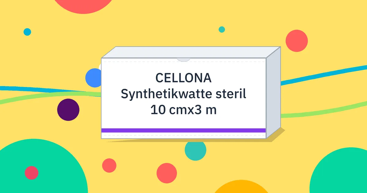 Symbolbild: Packung mit der Aufschrift CELLONA Synthetikwatte steril 10 cmx3 m (PZN 20228627) – Verfügbarkeit und Bezug in Apotheken in Frankfurt am Main