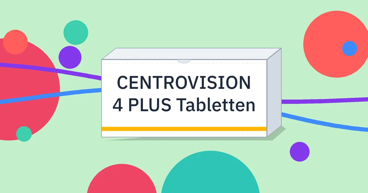 Symbolbild: Packung mit der Aufschrift CENTROVISION 4 PLUS Tabletten (PZN 16665776) – Verfügbarkeit und Bezug in Apotheken in Frankfurt am Main