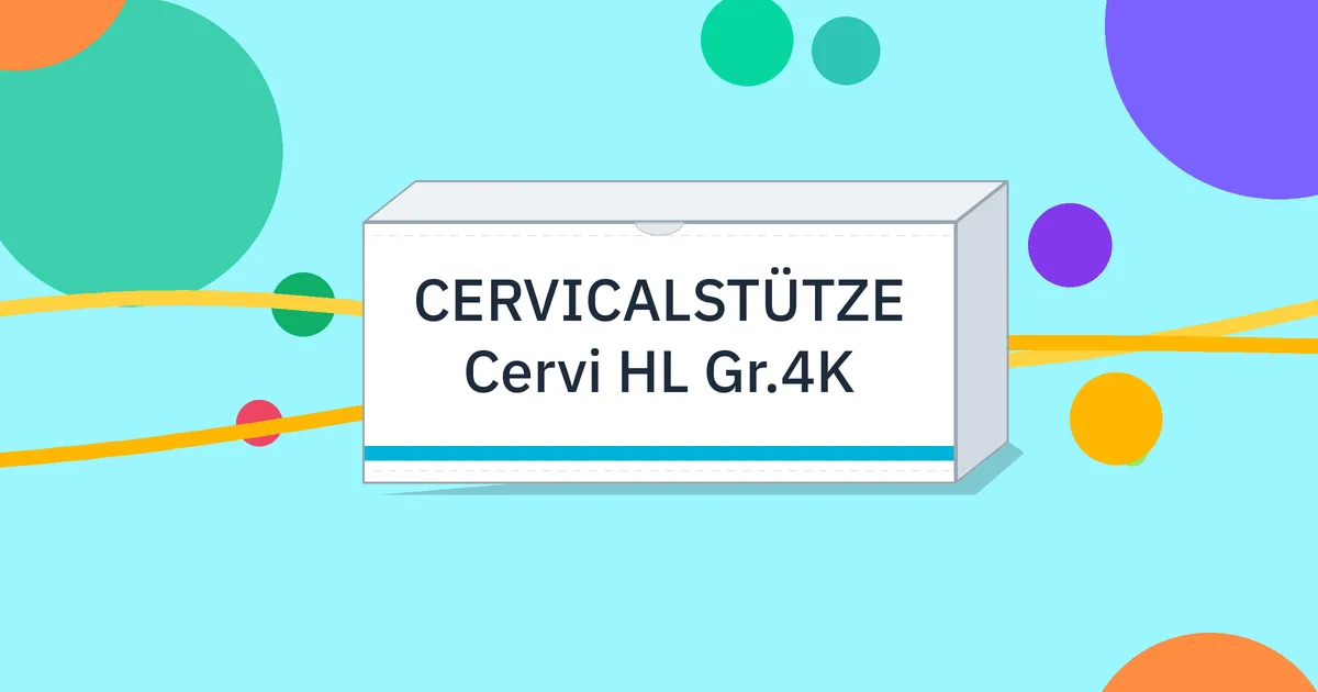 Symbolbild: Packung mit der Aufschrift CERVICALSTÜTZE Cervi HL Gr.4K (PZN 02885557) – Verfügbarkeit und Bezug in Apotheken in Frankfurt am Main