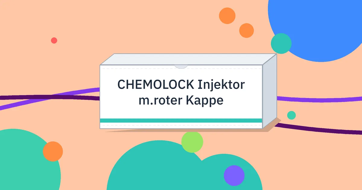 Symbolbild: Packung mit der Aufschrift CHEMOLOCK Injektor m.roter Kappe (PZN 19442982) – Verfügbarkeit und Bezug in Apotheken in Frankfurt am Main