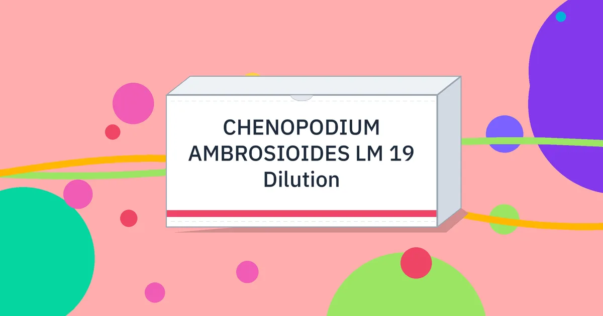 Symbolbild: Packung mit der Aufschrift CHENOPODIUM AMBROSIOIDES LM 19 Dilution (PZN 13440456) – Verfügbarkeit und Bezug in Apotheken in Frankfurt am Main