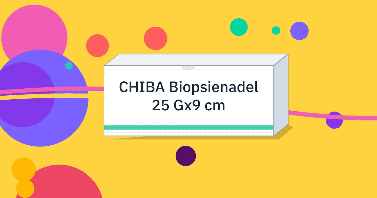 Symbolbild: Packung mit der Aufschrift CHIBA Biopsienadel 25 Gx9 cm (PZN 00292936) – Verfügbarkeit und Bezug in Apotheken in Frankfurt am Main