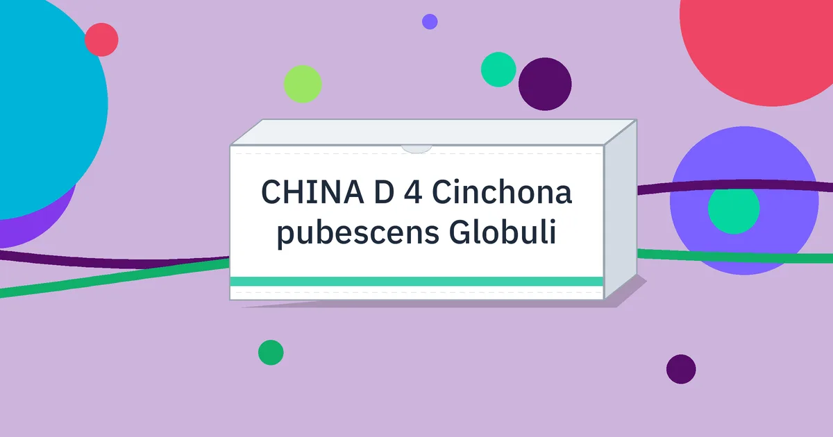 Symbolbild: Packung mit der Aufschrift CHINA D 4 Cinchona pubescens Globuli (PZN 17298647) – Verfügbarkeit und Bezug in Apotheken in Frankfurt am Main