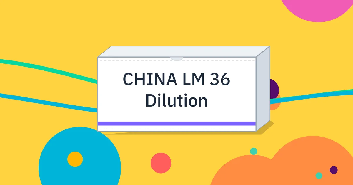 Symbolbild: Packung mit der Aufschrift CHINA LM 36 Dilution (PZN 12814038) – Verfügbarkeit und Bezug in Apotheken in Frankfurt am Main