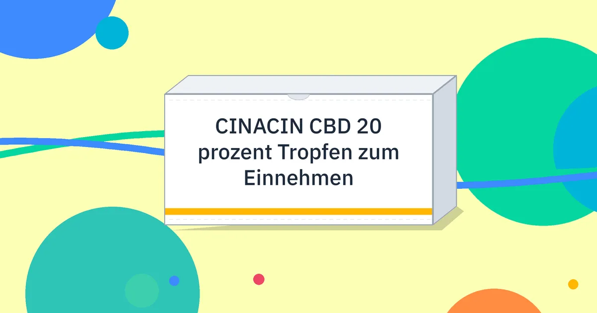 Symbolbild: Packung mit der Aufschrift CINACIN CBD 20 prozent Tropfen zum Einnehmen (PZN 18404057) – Verfügbarkeit und Bezug in Apotheken in Frankfurt am Main