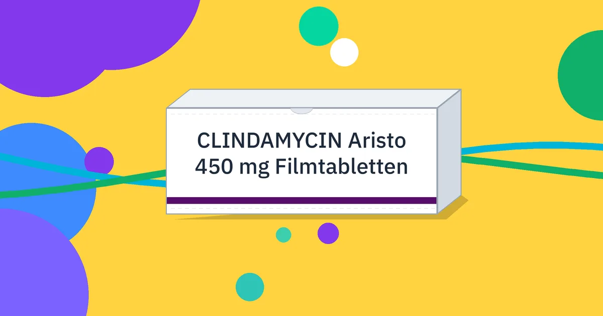 Symbolbild: Packung mit der Aufschrift CLINDAMYCIN Aristo 450 mg Filmtabletten (PZN 00141462) – Verfügbarkeit und Bezug in Apotheken in Frankfurt am Main