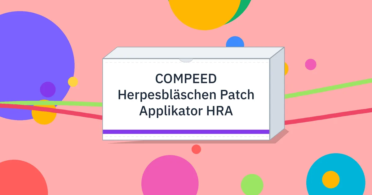 Symbolbild: Packung mit der Aufschrift COMPEED Herpesbläschen Patch Applikator HRA (PZN 16349822) – Verfügbarkeit und Bezug in Apotheken in Frankfurt am Main